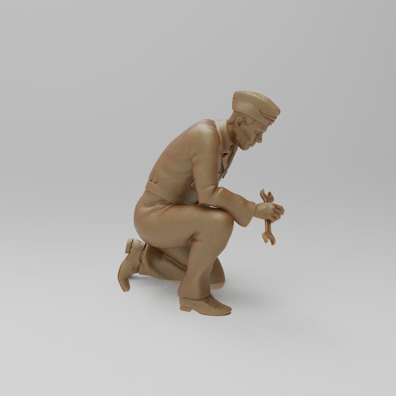 SW1154 WW2 RAF Ground Mechanic Kneeling – Scale 3D